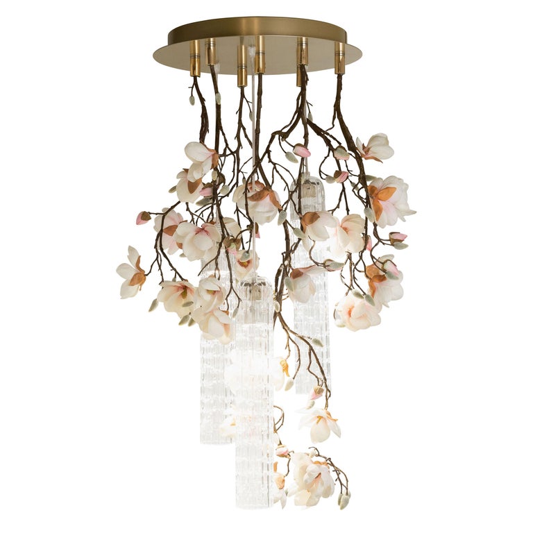 Flower Power Magnolia Pink-Cream Small Round Chandelier, Venice, Italy ...
