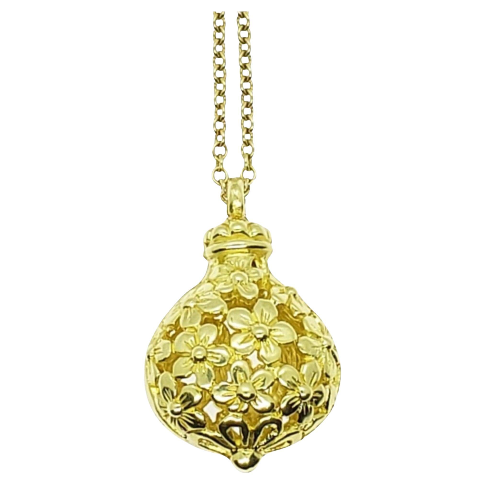 Flower Power Shower 18K Green Gold Openwork Pendant in Mini Bottle ...