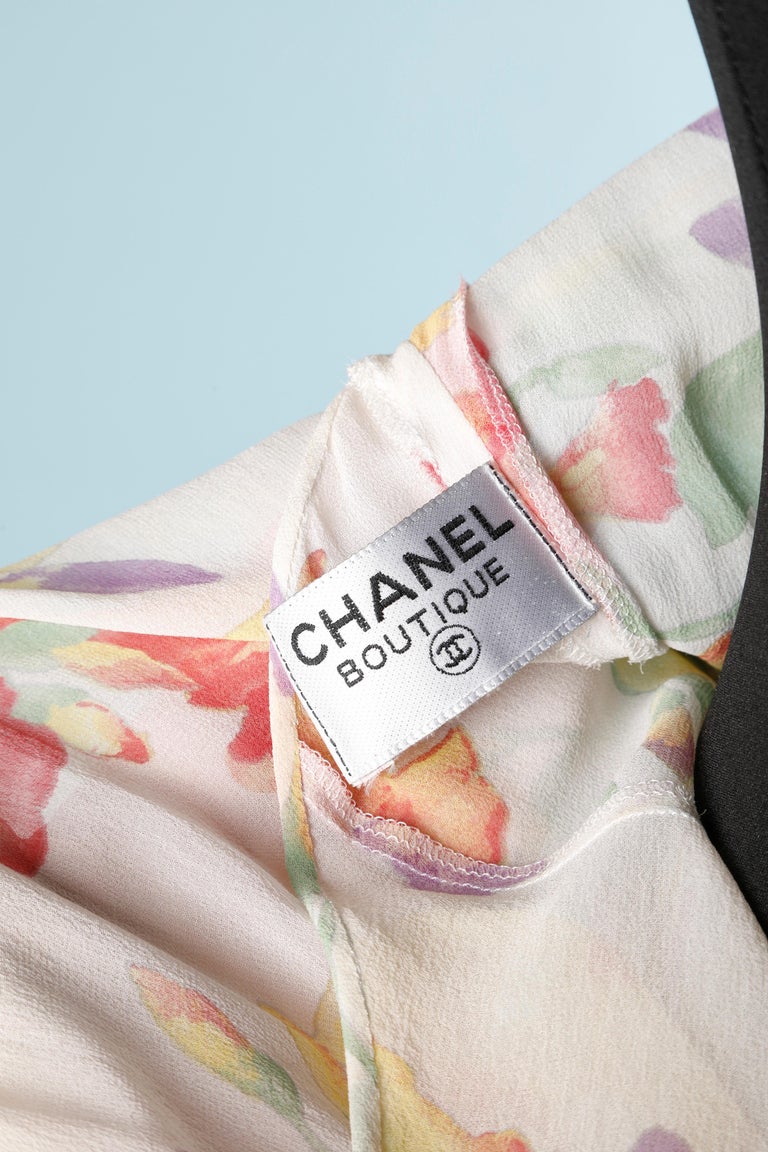 Flower printed chiffon dress Chanel Boutique For Sale at 1stDibs