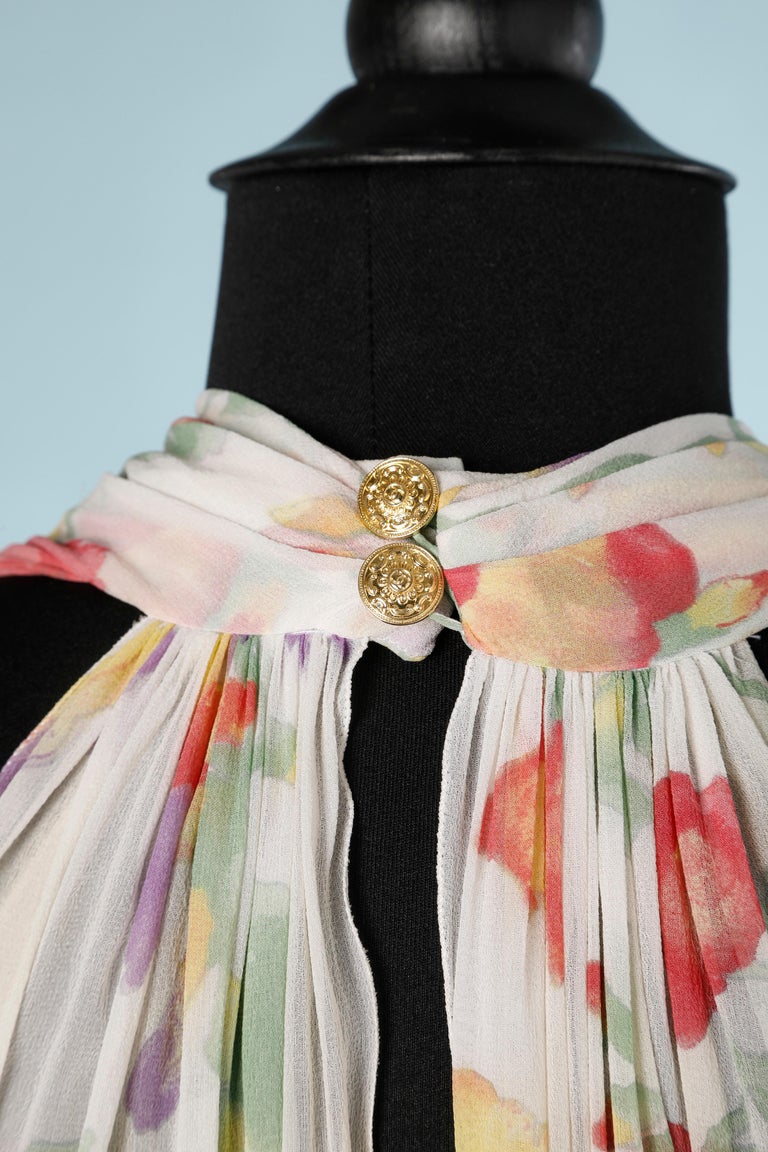 Flower printed chiffon dress Chanel Boutique For Sale at 1stDibs