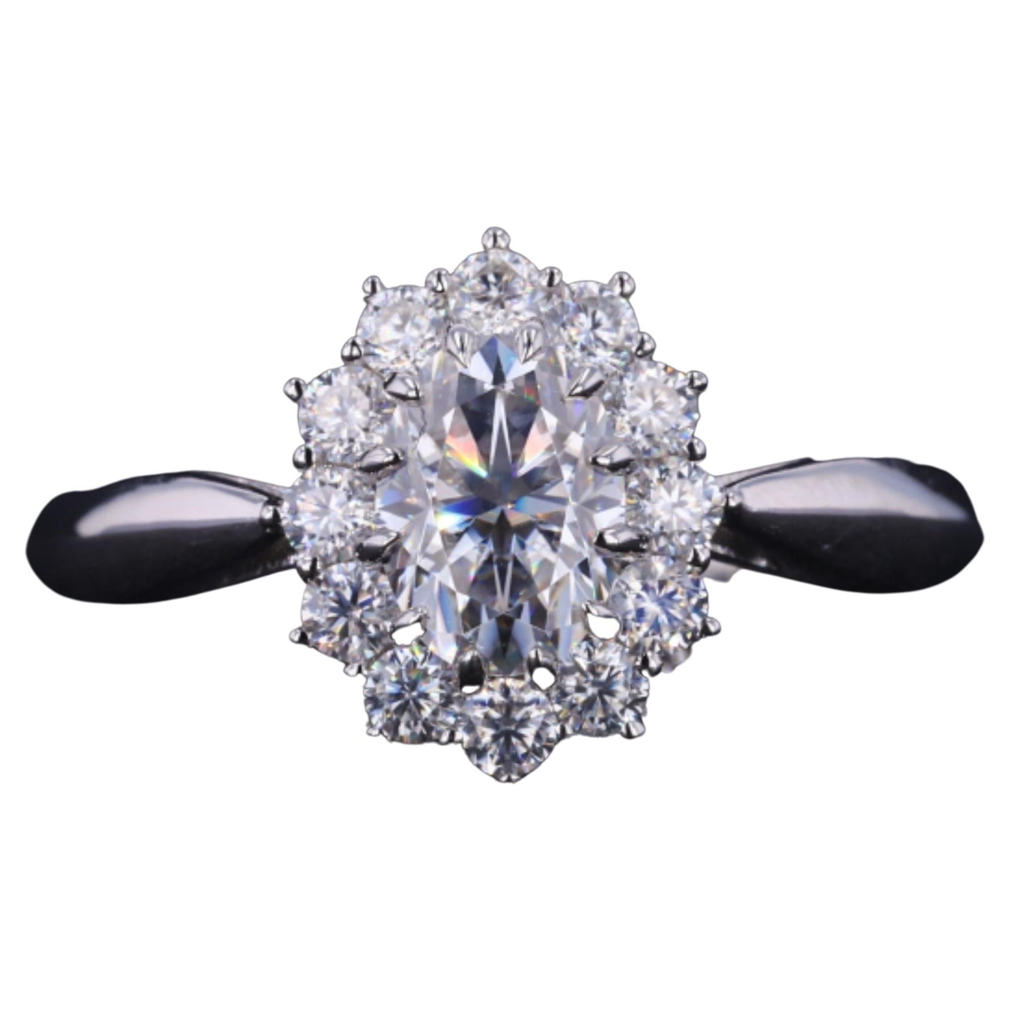 Customizable 18K White Gold Flower Shape Diamonds Wedding Engagement ...