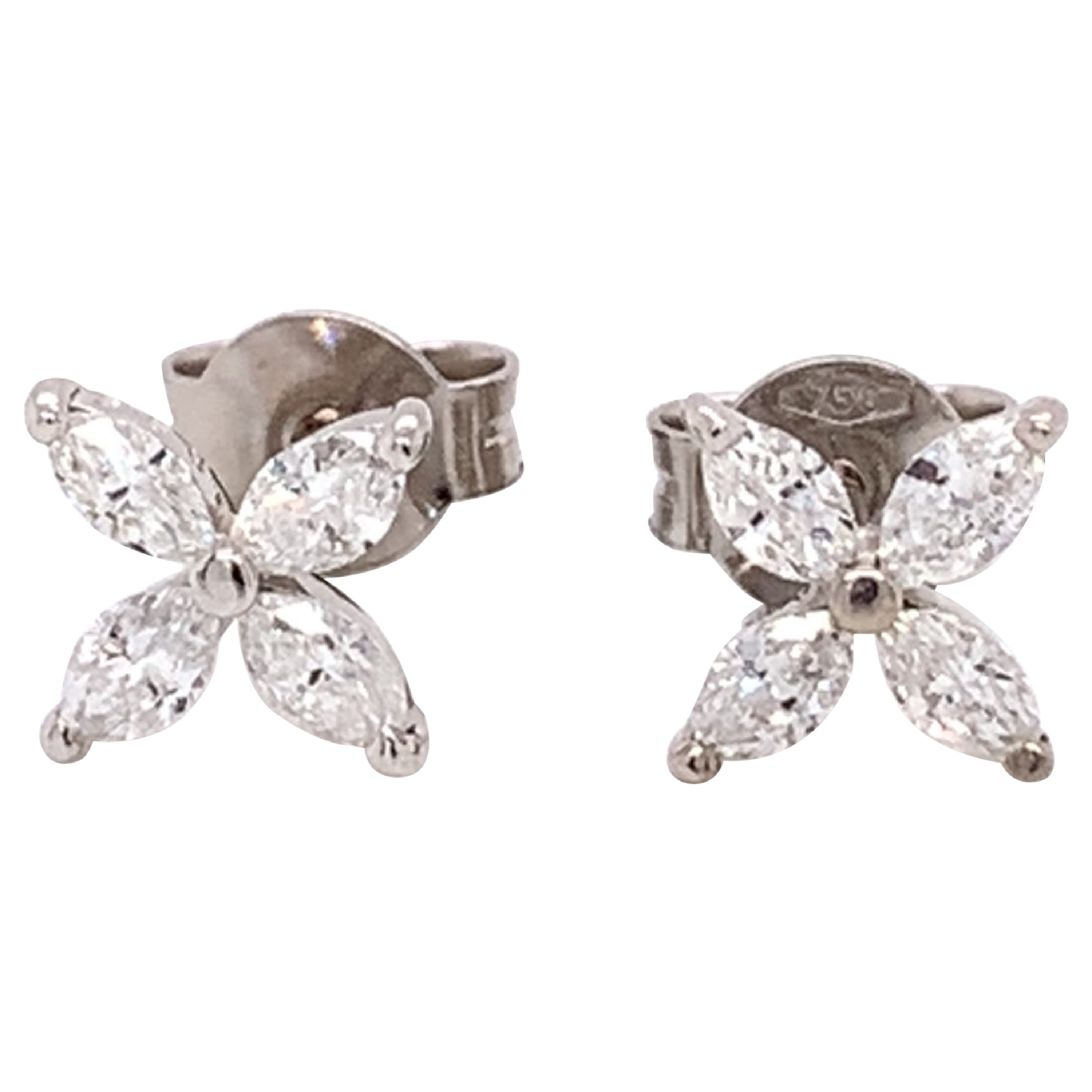 Diamond Flower Earrings at 1stDibs