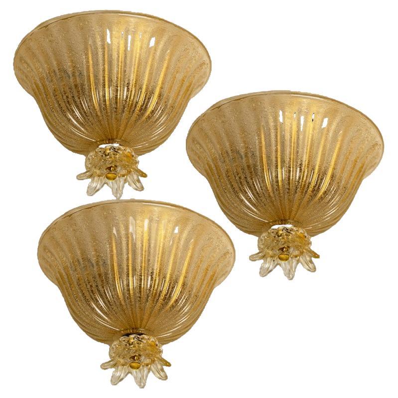 Flower Flush Mount Murano Glass Barovier and Toso, Italy, 1969 at 1stDibs