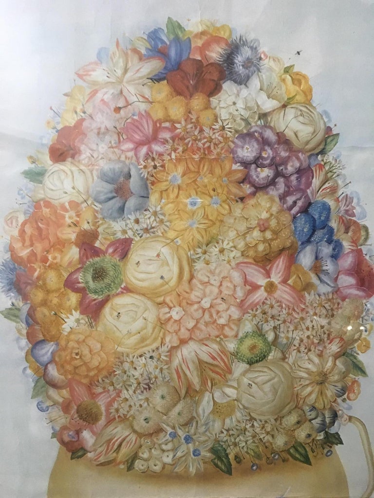 Flower Vase Fernando Botero Poster in Pink, 1974 For Sale at 1stDibs