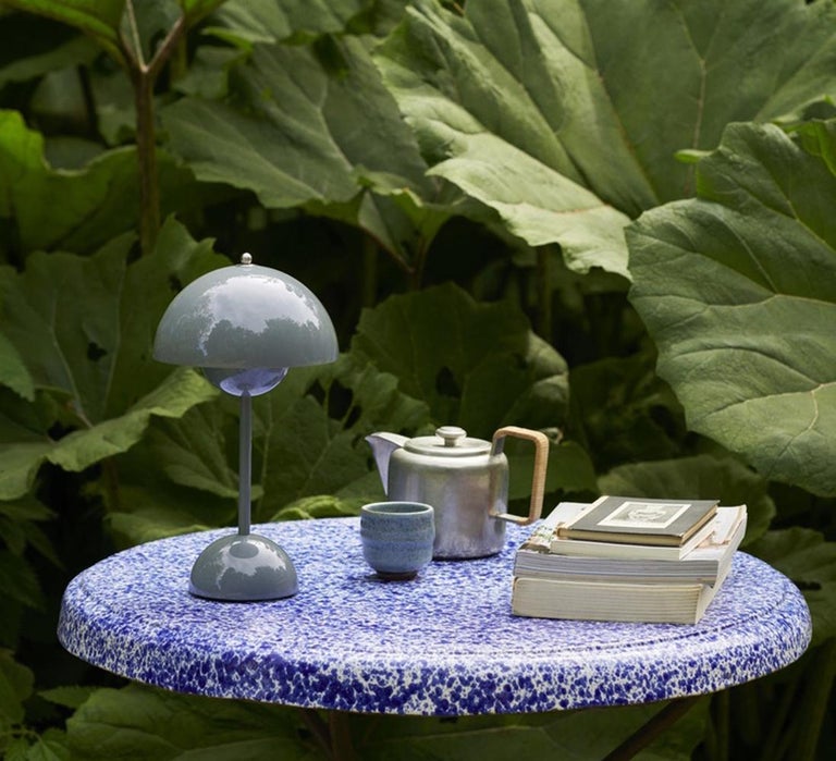 Flowerpot Vp9 Portable Stone Blue Table Lamp from Verner Panton For ...