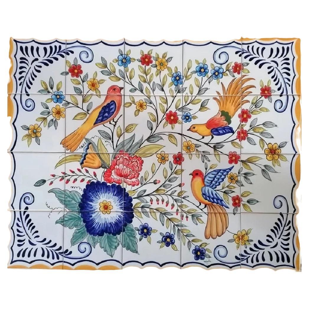 Flowers and Lemons Tile Mural in Pure Clay and Fine Ceramic, Portuguese ...