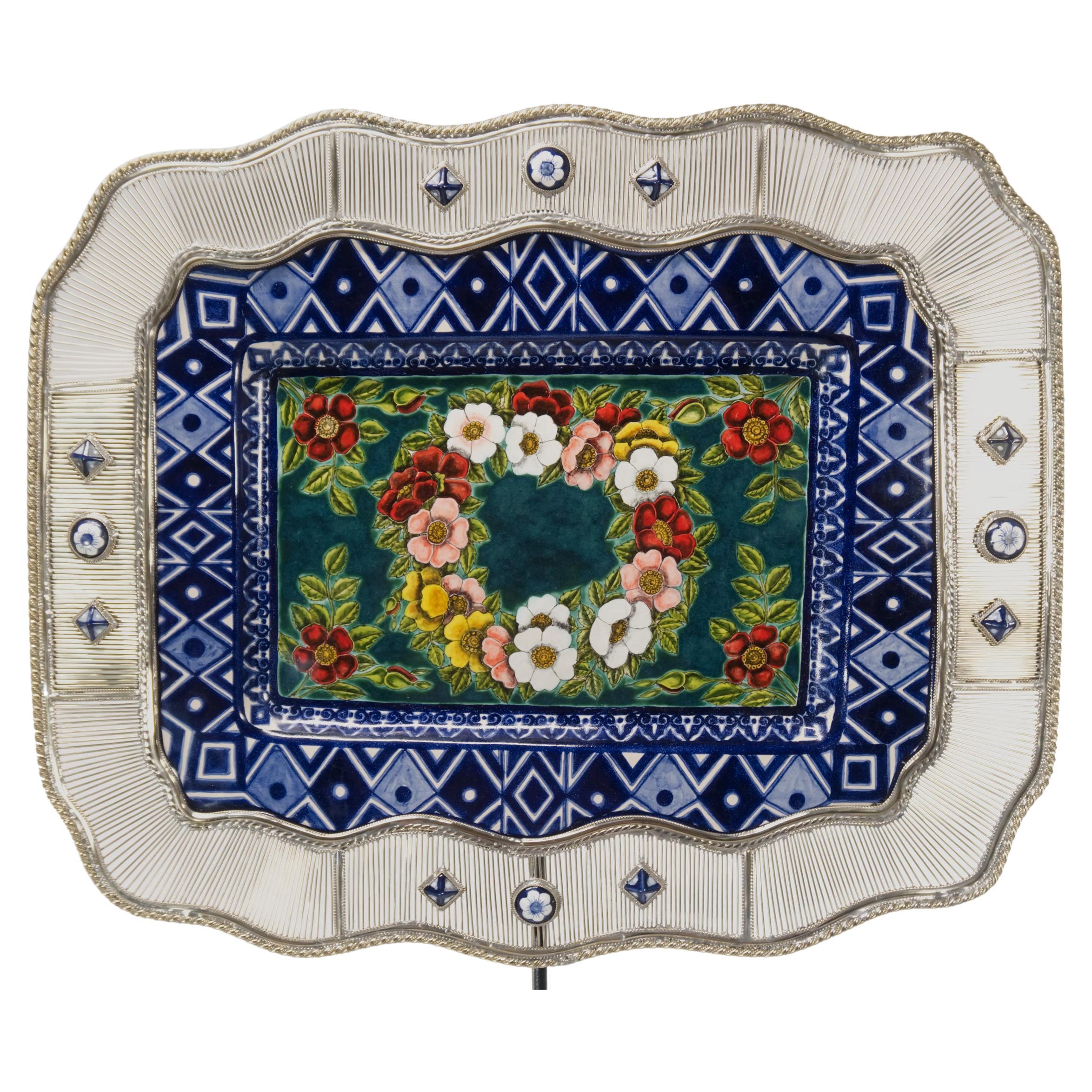 Ceramic and White Metal 'Alpaca' Birds Set of Five Plates For Sale at ...