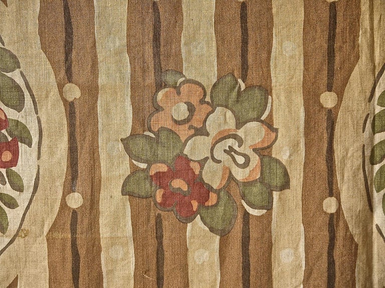 Flowers in Vases Cotton Textile, French, 1920s For Sale at 1stDibs
