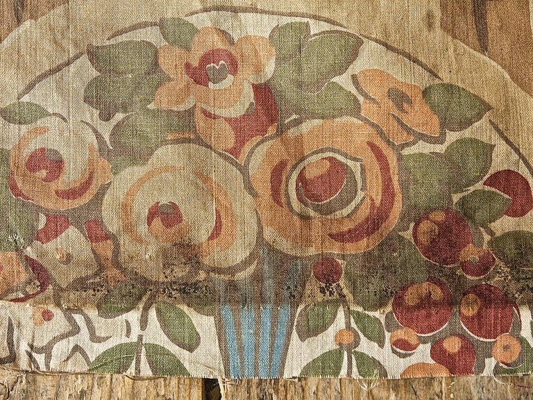 Flowers in Vases Cotton Textile, French, 1920s For Sale at 1stDibs