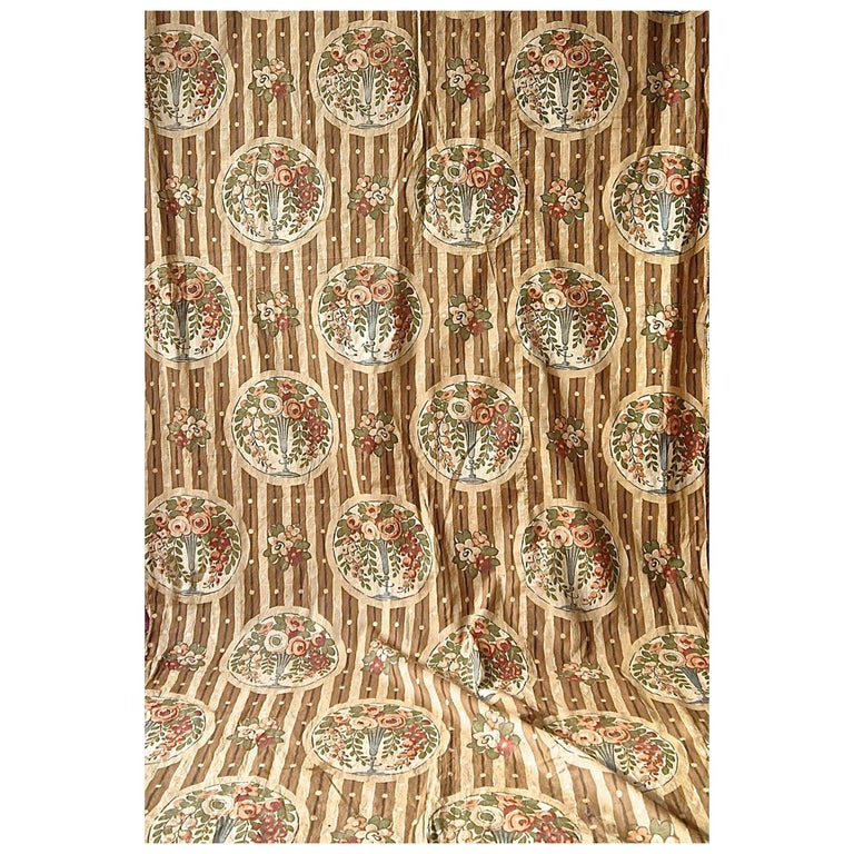 Flowers in Vases Cotton Textile, French, 1920s For Sale at 1stDibs