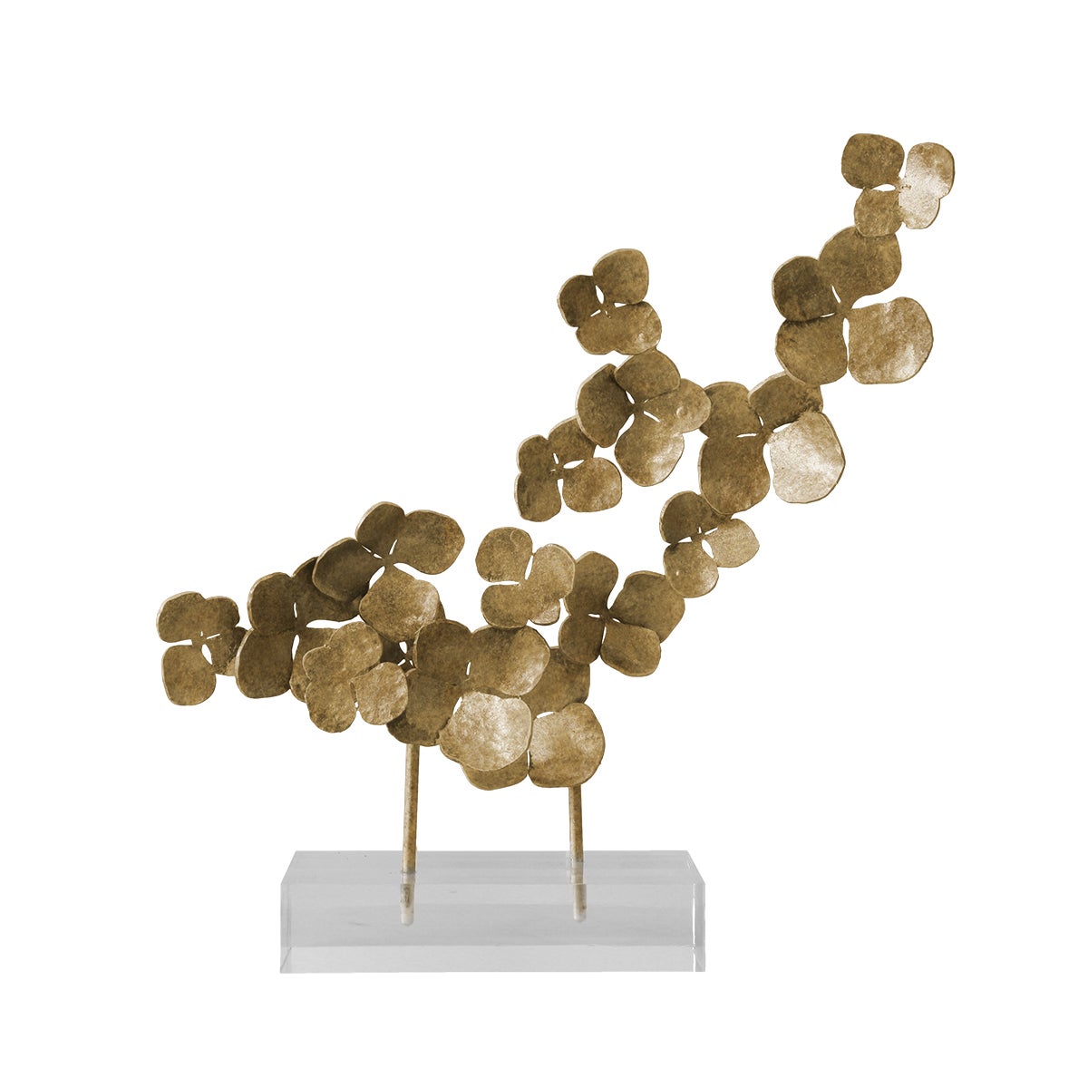Flowers on Acrylic Accessory in an Aged Gold Finish For Sale at 1stDibs