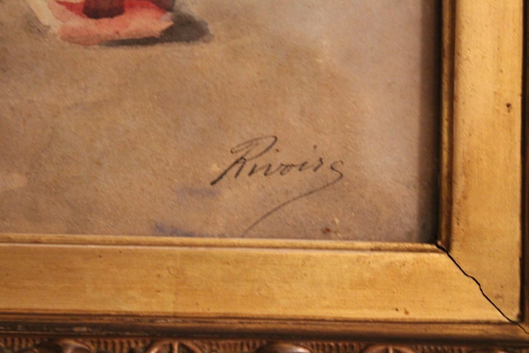 Flowers, Watercolor by François Rivoire, France 19th Century For Sale ...