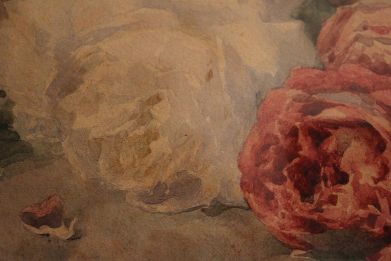 Flowers, Watercolor by François Rivoire, France 19th Century For Sale ...