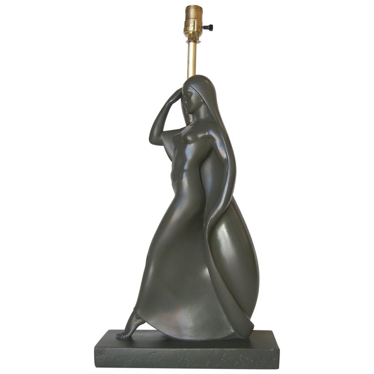 Flowing Female Figure Ceramic Table Lamp by Haruil For Sale at 1stDibs