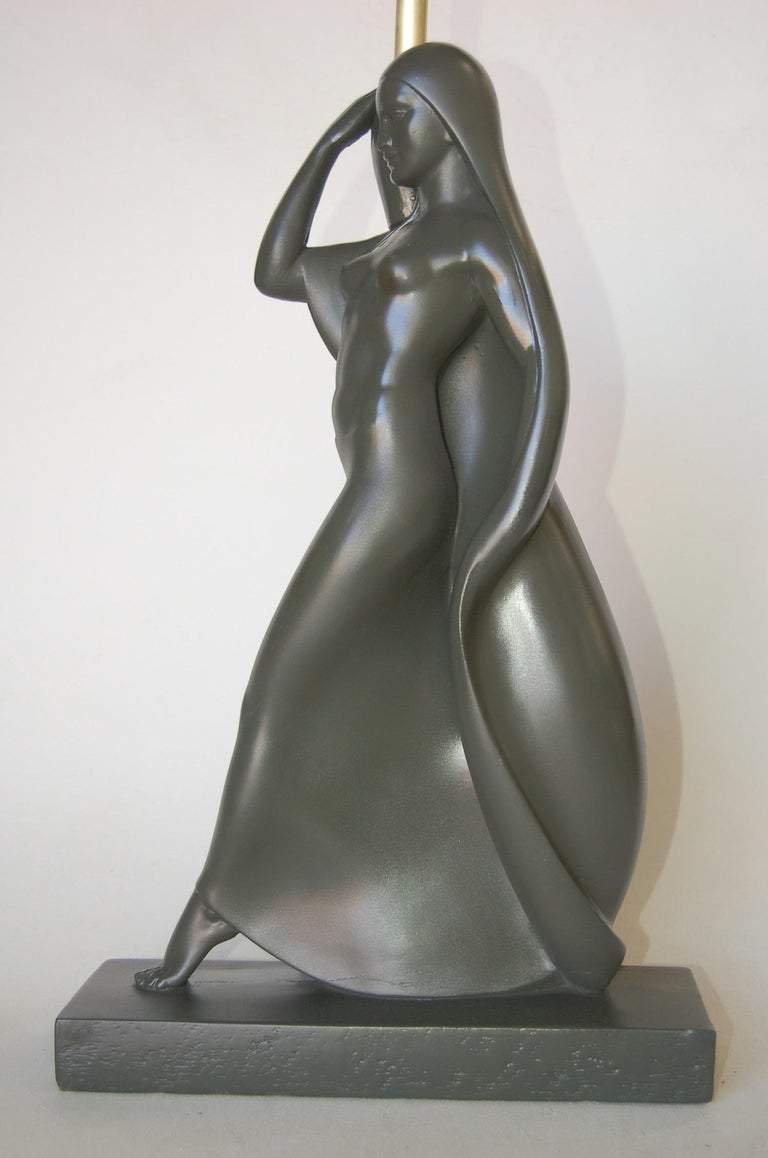 Flowing Female Figure Ceramic Table Lamp by Haruil For Sale at 1stDibs