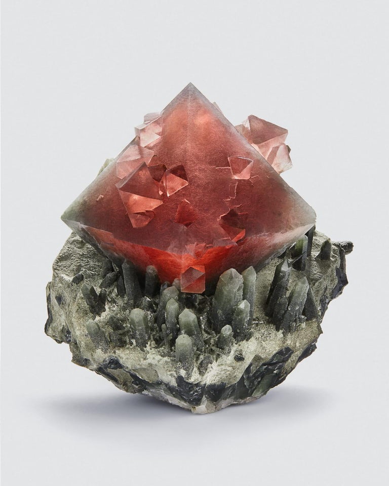 Fluorite on Hedenbergite Quartz, Huanggang Mine, Inner Mongolia, China ...