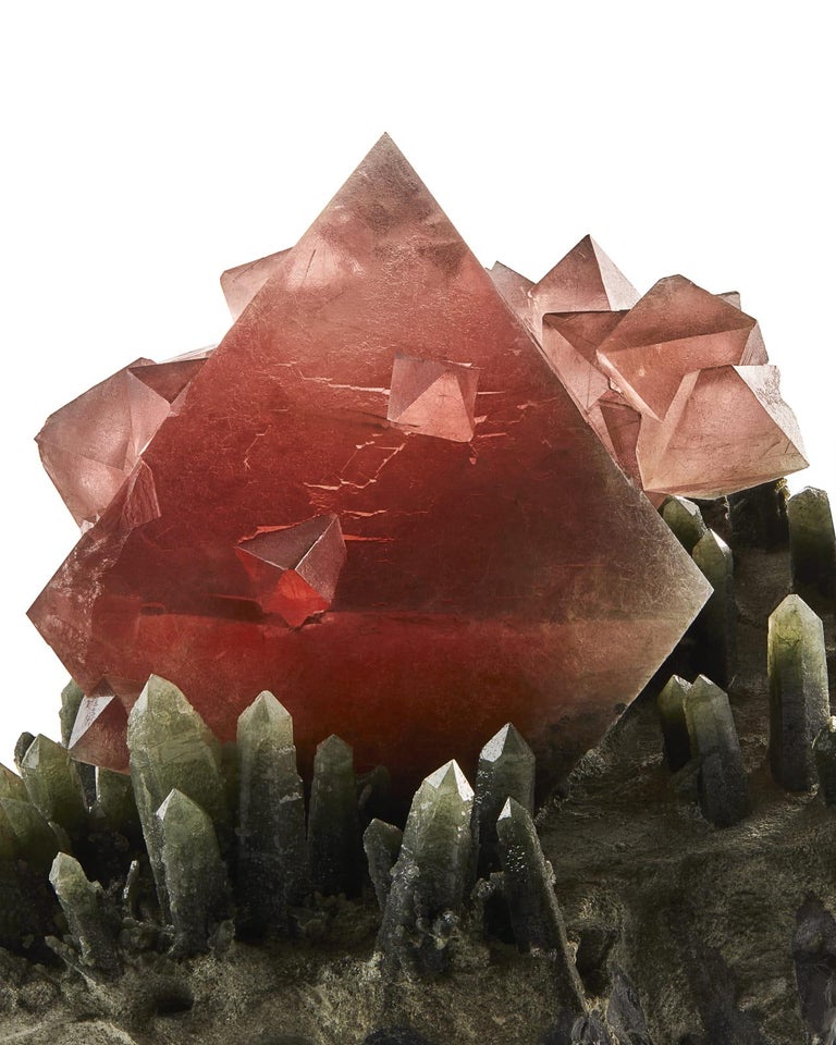 Fluorite on Hedenbergite Quartz, Huanggang Mine, Inner Mongolia, China ...