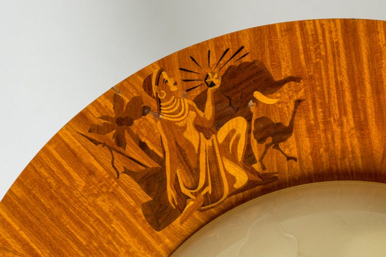 Flush Mount Ceiling Light by Birger Ekman for Mjölby Intarsia, Sweden ...