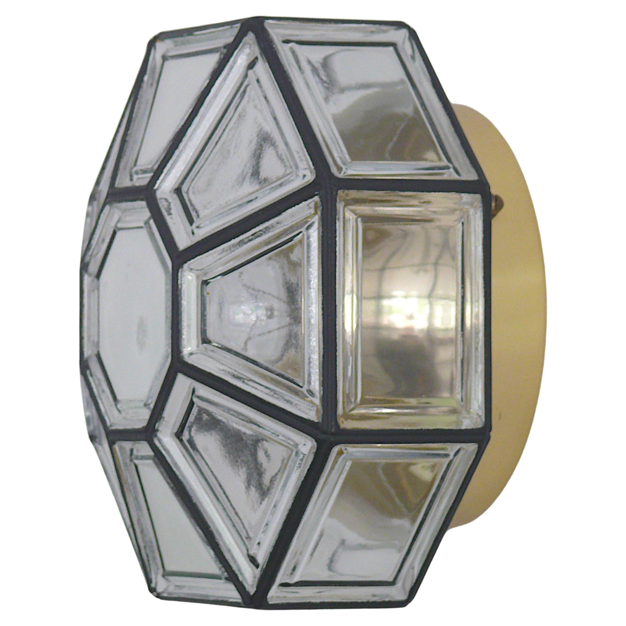 1 of the 4 Smoked Glass Flush Mount from Glashütte Limburg, 1970s For ...