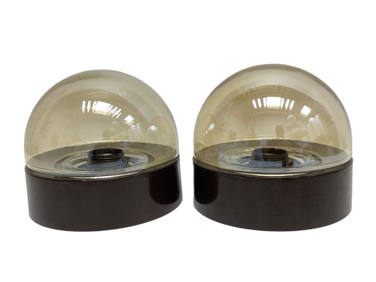 Flush Mount or Sconce, Bakelite Amber Glass, Teka Design, Germany 1960s ...