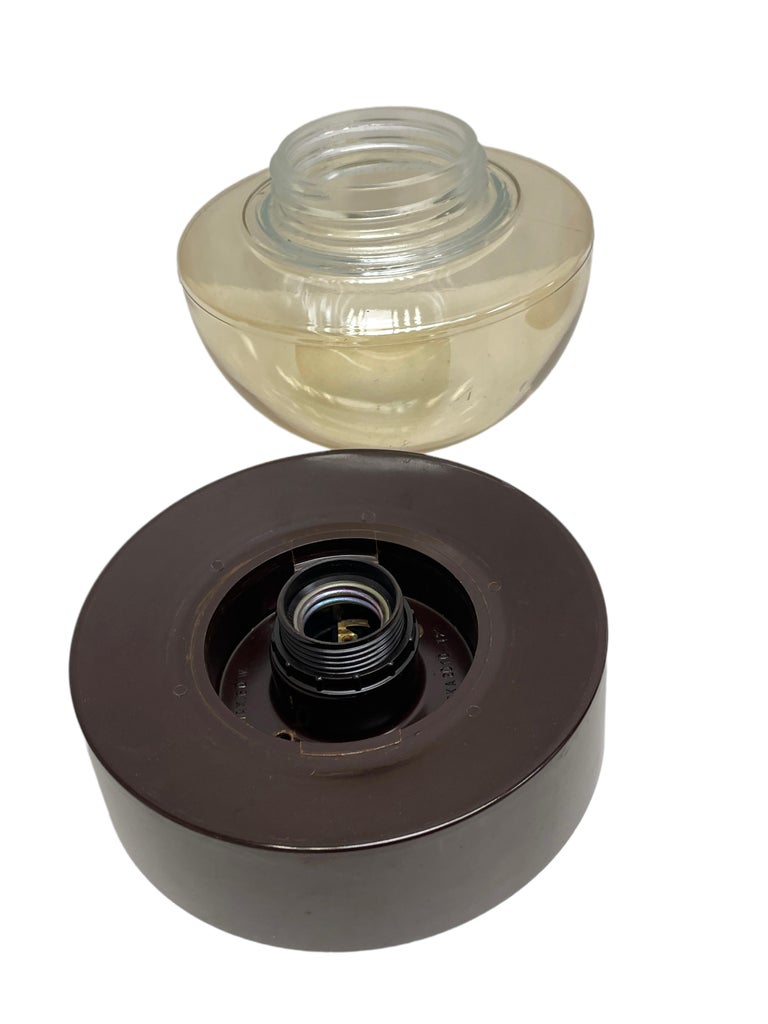 Flush Mount or Sconce, Bakelite Amber Glass, Teka Design, Germany 1960s ...