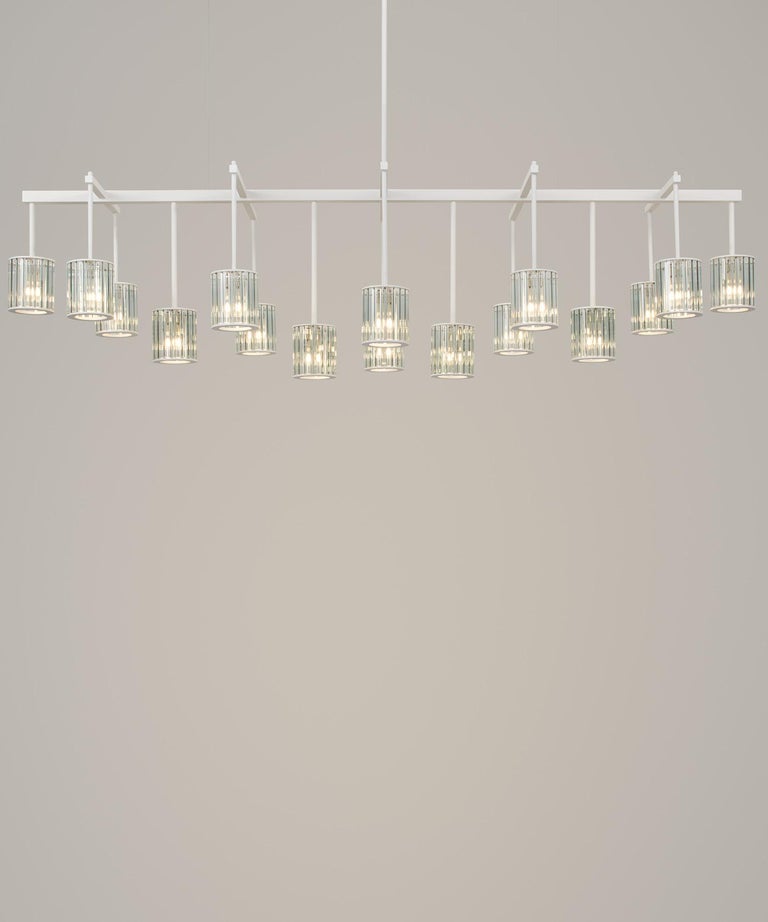 Flute Beam Chandelier 16 arm in Brushed Brass with Frosted Glass by Tom ...