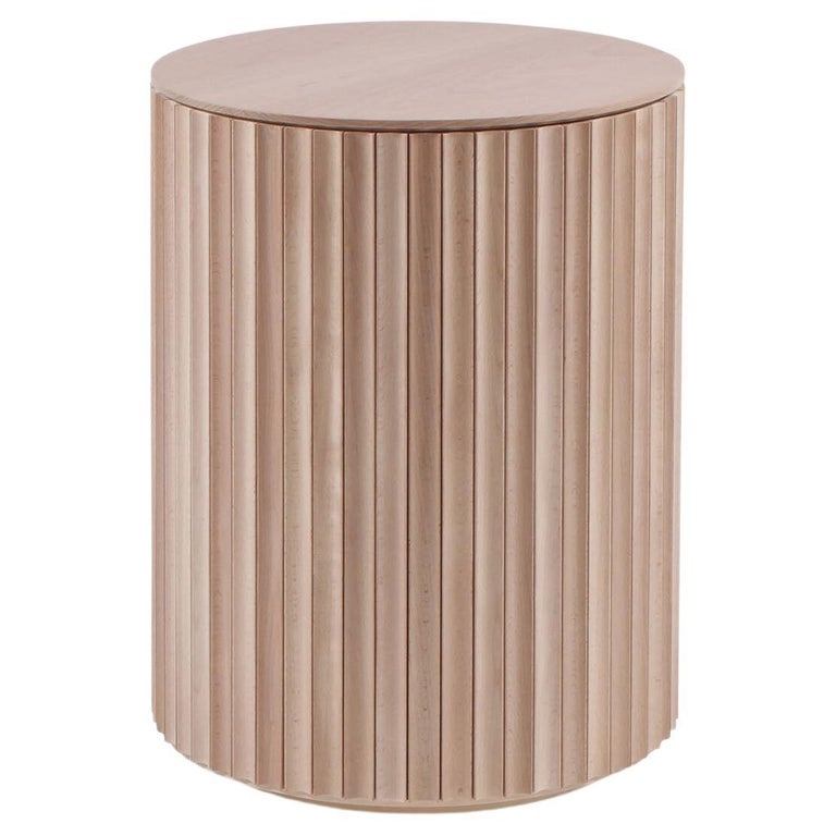 Pilar Round End Table / Bleached Maple Wood by INDO- For Sale at 1stDibs