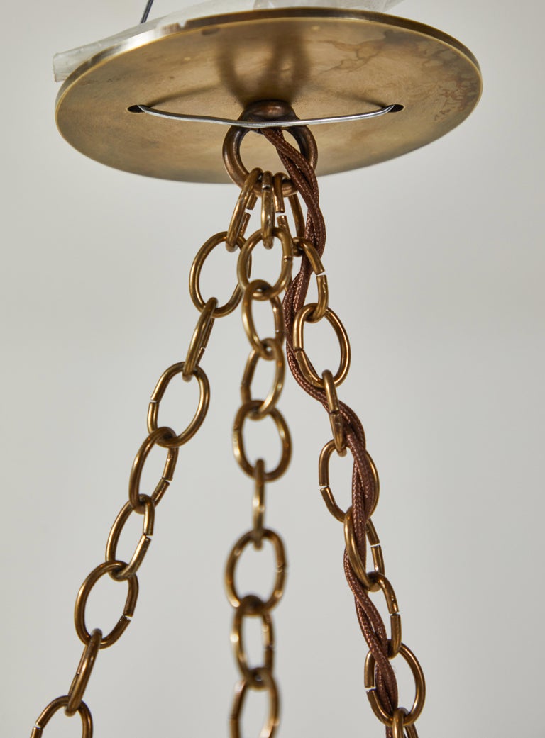Fluted Glass Bell Pendant with Brass Chain at 1stDibs