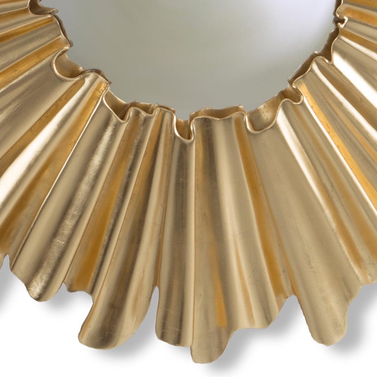 Fluted Gold Mirror in Solid Mahogany Wood For Sale at 1stDibs