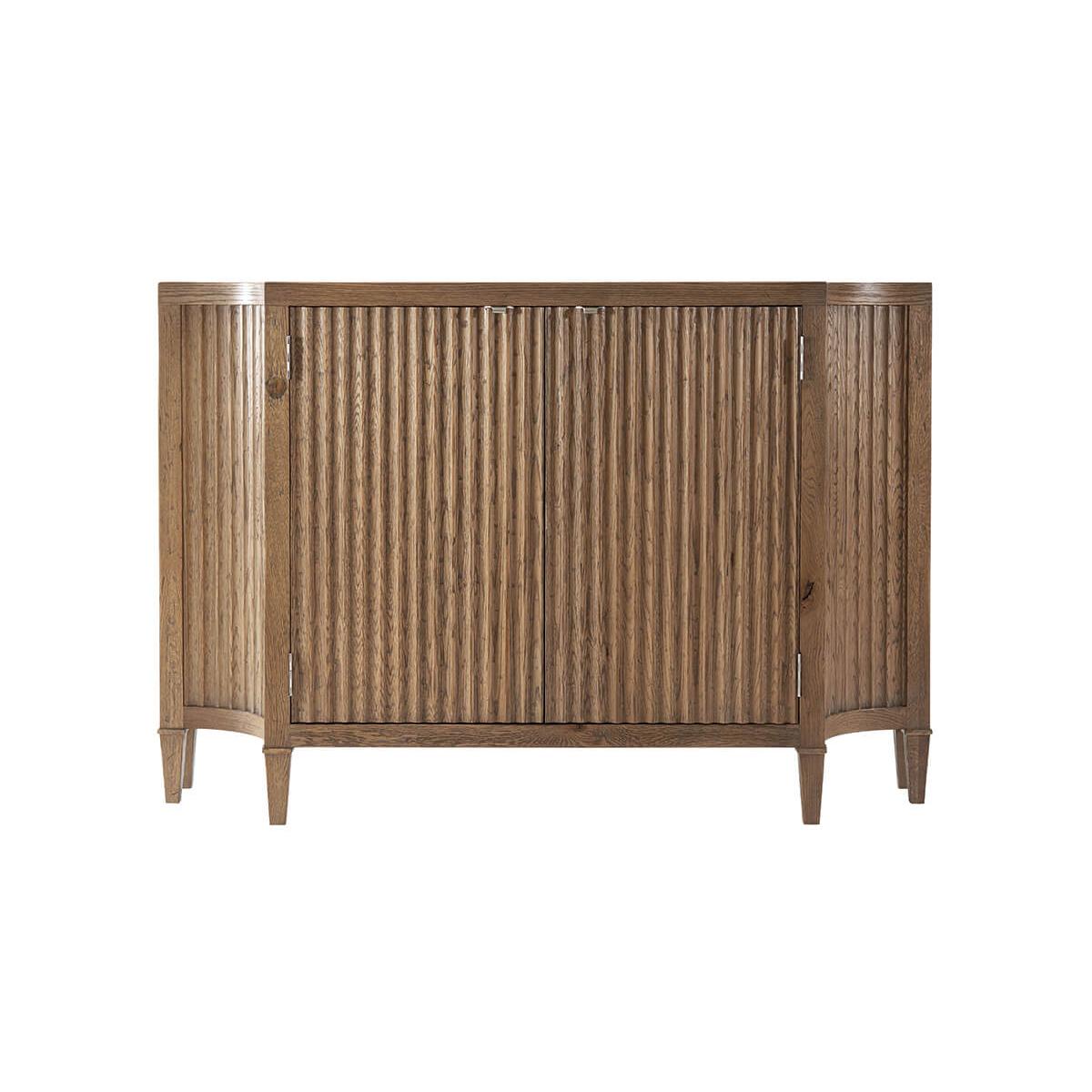 Fluted Modern Oak Credenza For Sale at 1stDibs