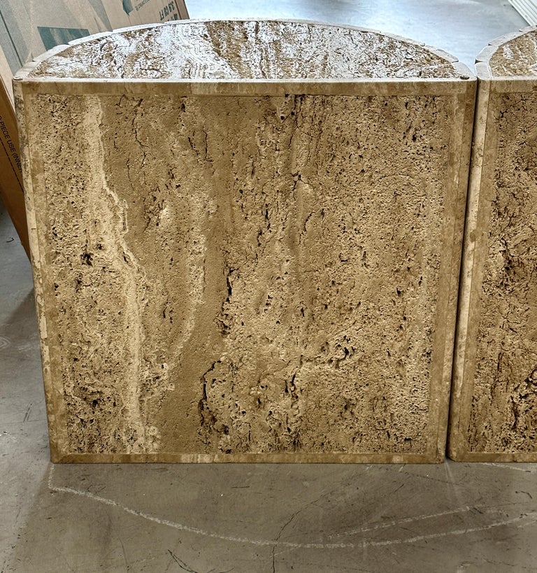Fluted Travertine Side Tables or Bases For Sale at 1stDibs