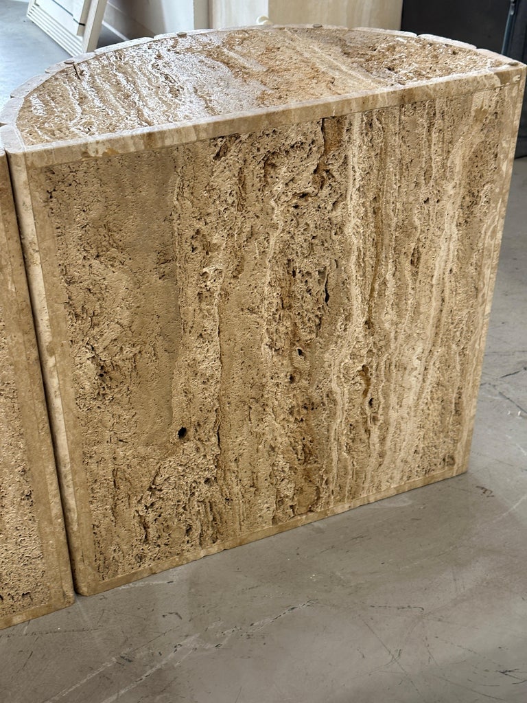 Fluted Travertine Side Tables or Bases For Sale at 1stDibs