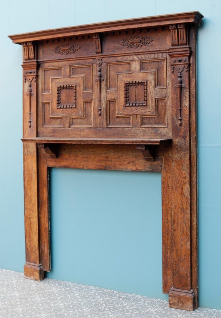 Oak Fireplace with Fireplace Overmantel For Sale at 1stDibs