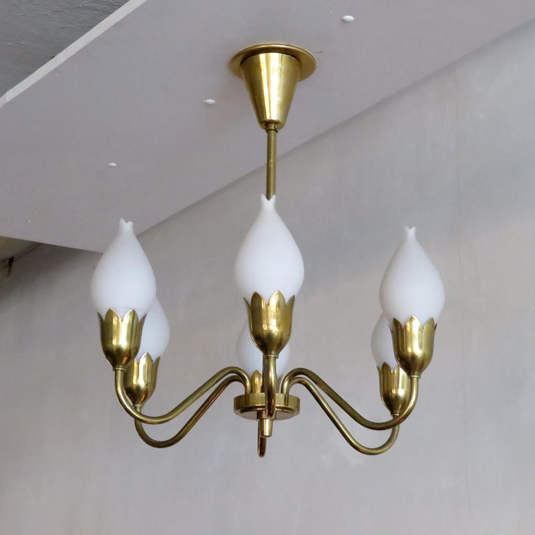 Fog and Morup 'Tulipan' Chandelier, 1950 at 1stDibs