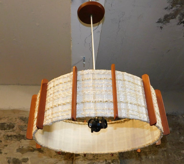 Fog and Mørup Style Danish Teak Ceiling Light at 1stDibs