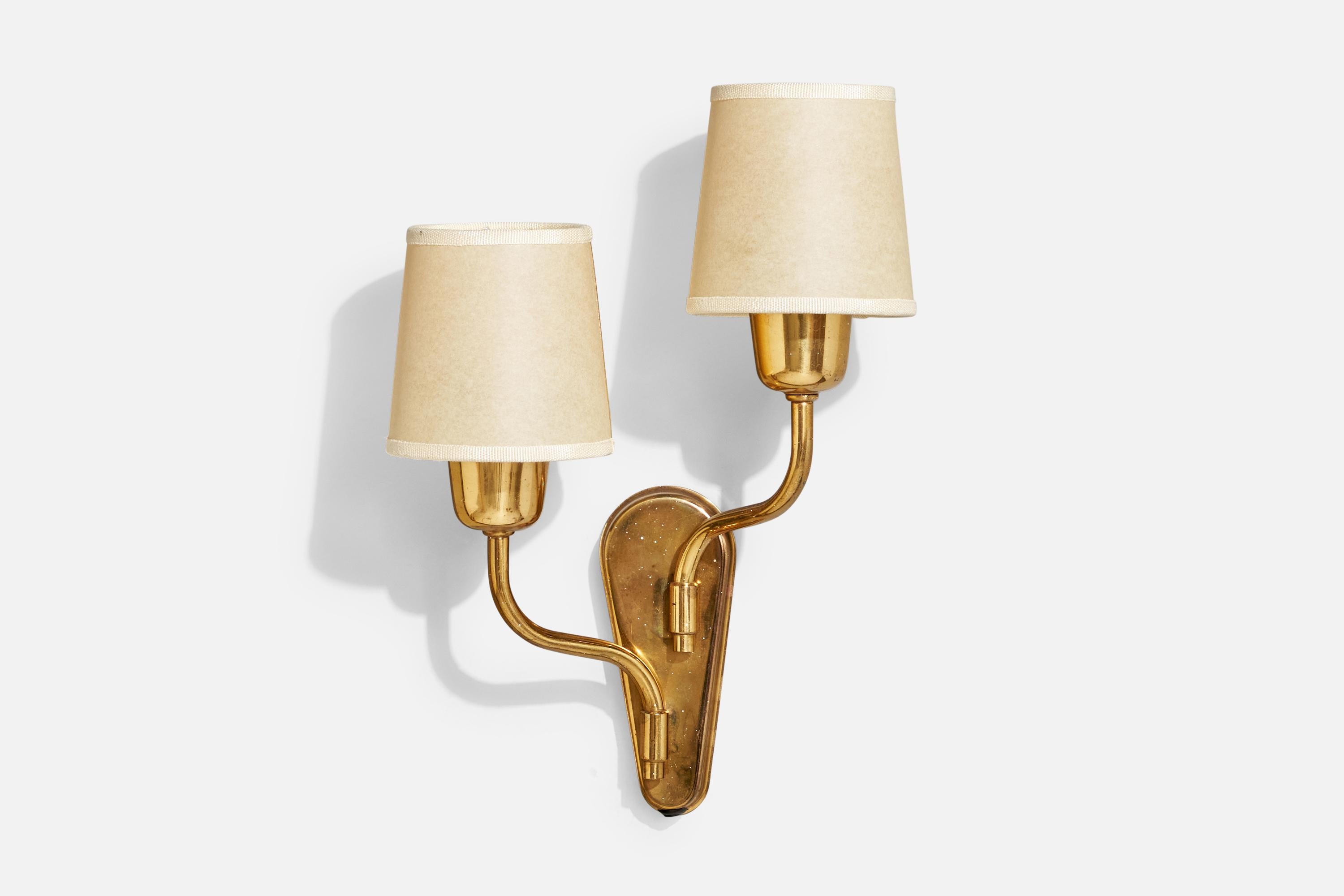 Fog and Mørup, Wall Light, Brass, Paper, Denmark, 1950s For Sale at 1stDibs