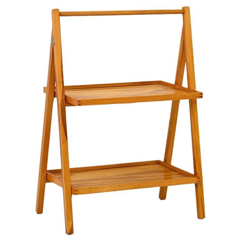 Foldable Side Table with Two Shelves For Sale at 1stDibs