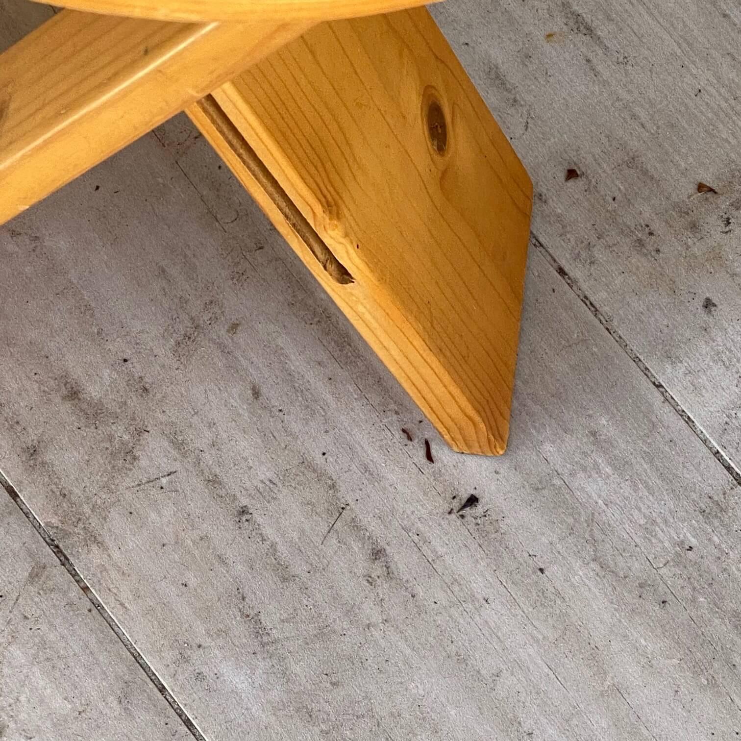 Folded Stool in Wood, Brown Color, by Roger Tallon, France, 1970 at 1stDibs