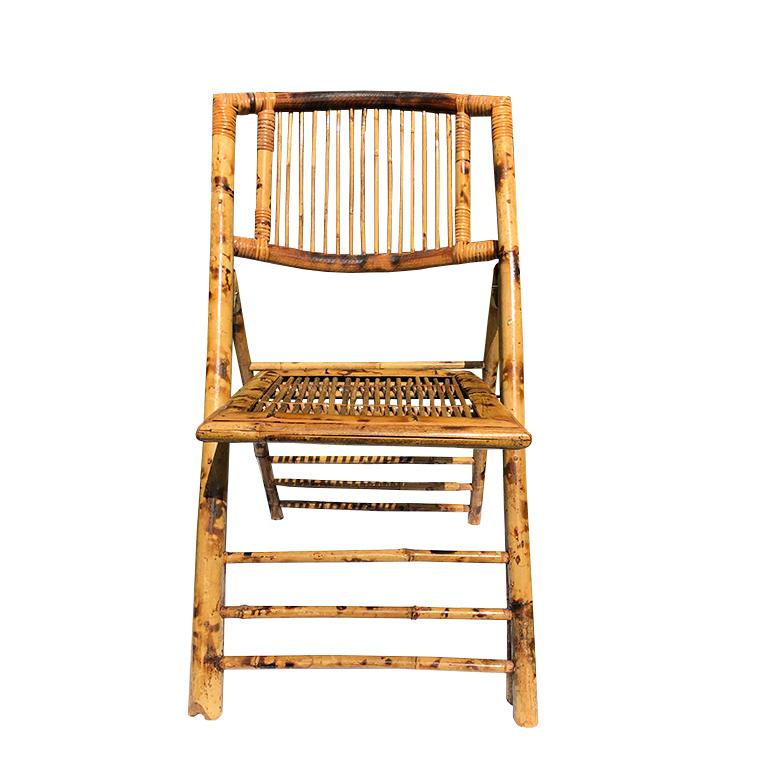 Folding Bamboo Tiger Wood Zebra Patio or Lawn Chair British Colonial ...