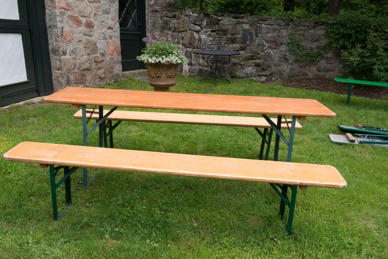 Folding German Picnic Table with Benches For Sale at 1stDibs