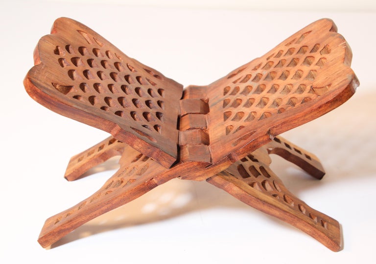 Folding Hand Carved Moroccan Wood Book Holder Display at 1stDibs