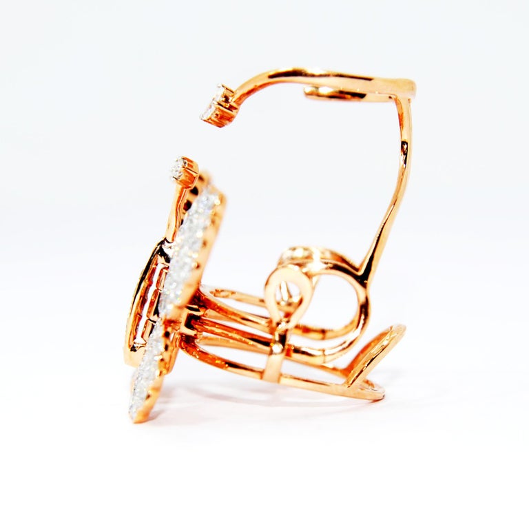Folding Moving Butterfly Rose Gold 18 Karat White Diamonds Cocktail ...
