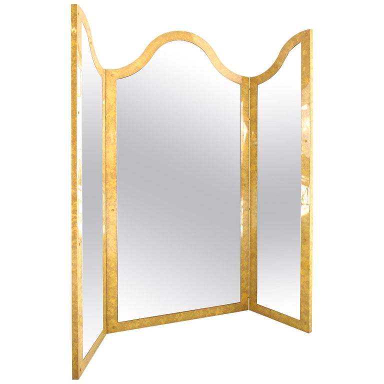 Folding Screens Italian by Giorgio Tura with Mirror in Lacquered Wood ...