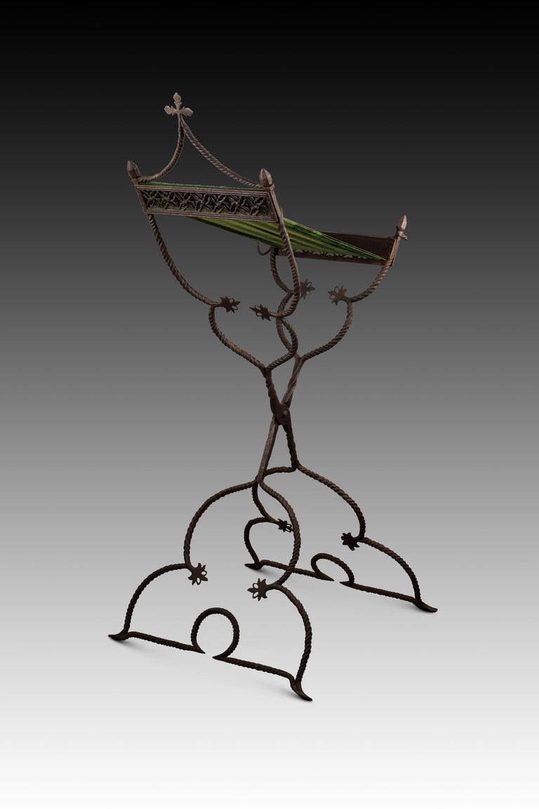 Folding Standing Lectern in Wrought Iron and Fabric, Spain, 16th ...