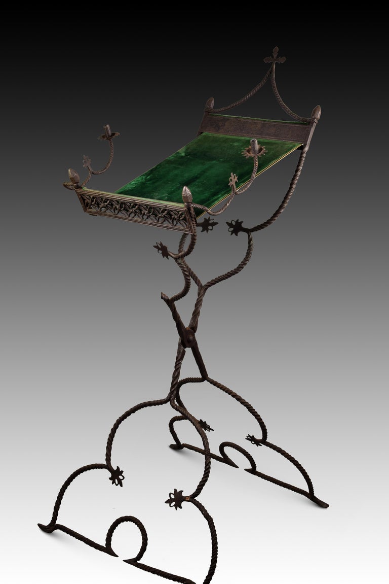 Folding Standing Lectern in Wrought Iron and Fabric, Spain, 16th ...