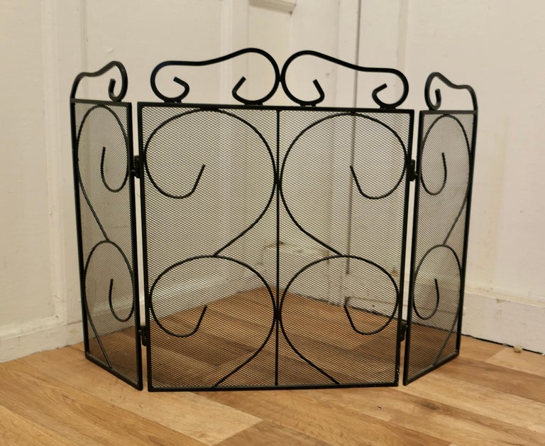 Folding Wrought Iron Fire Guard for Inglenook Fireplace For Sale at 1stDibs