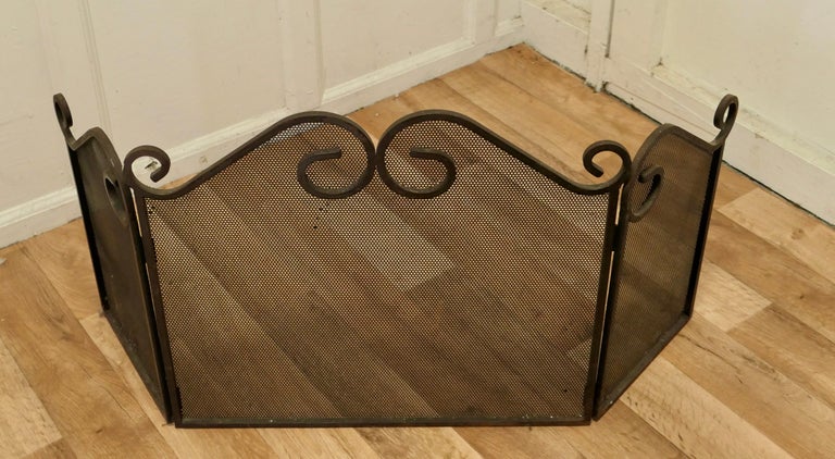 Folding Wrought Iron Fire Guard for Inglenook Fireplace For Sale at 1stDibs