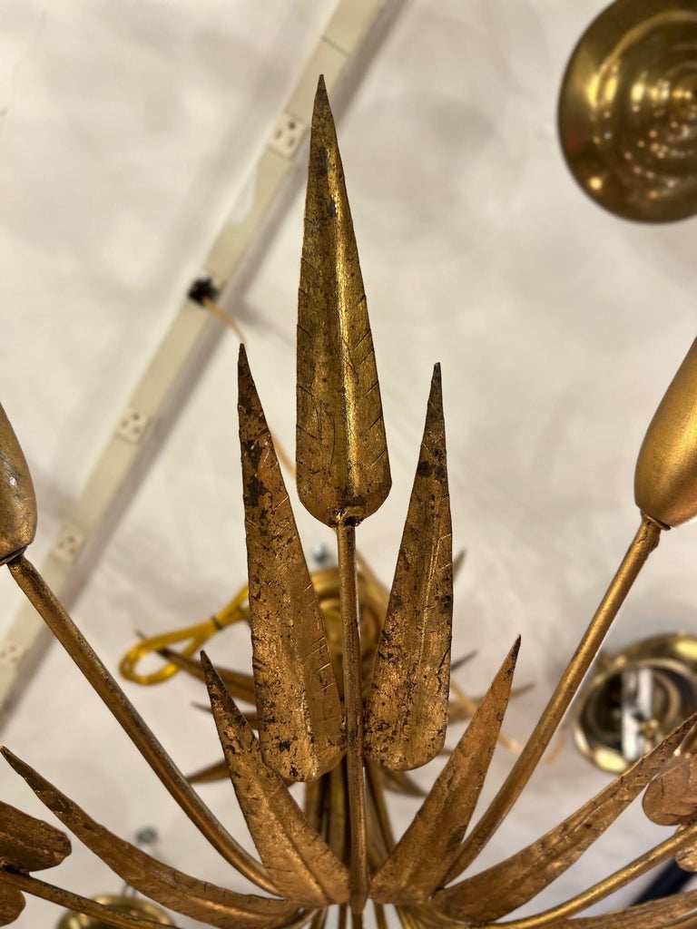 Foliage Gilt Metal Light Fixture For Sale at 1stDibs