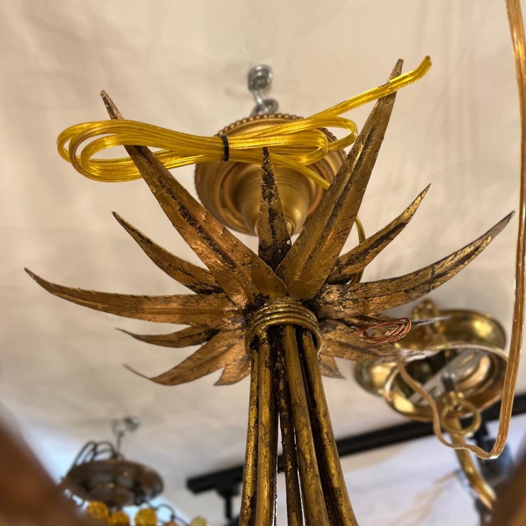 Foliage Gilt Metal Light Fixture For Sale at 1stDibs