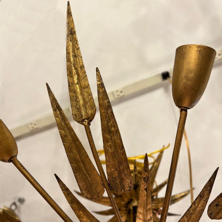 Foliage Gilt Metal Light Fixture For Sale at 1stDibs